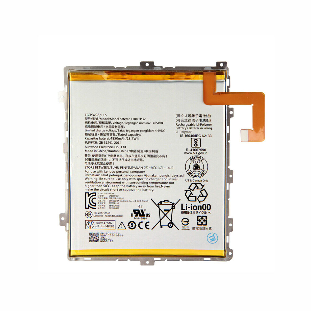 4850mAh/18.7WH Batterie Lenovo L18D1P32 pour Lenovo Smart Tab M10 ...